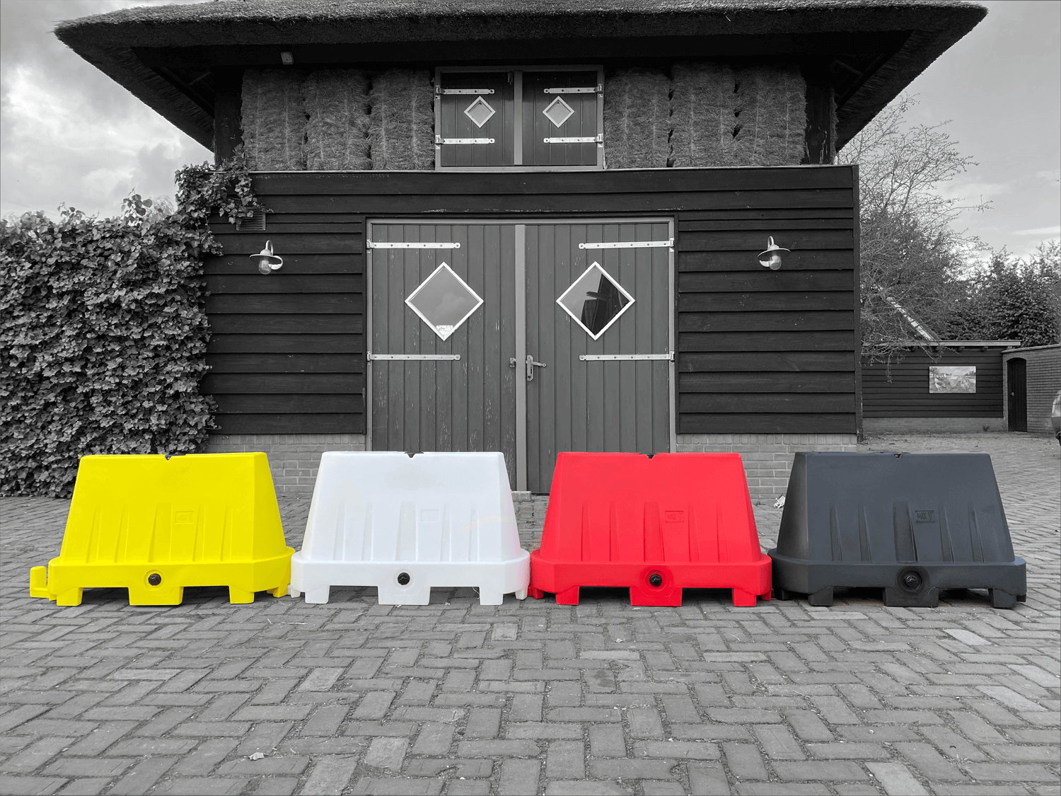 Kunststof barrier afzetting 1000x600 rood watergevuld en stapelbaar